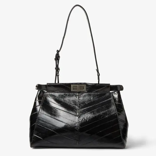 Fendi My Peekaboo Medium Black Inlaid Hagfish Leather Bag